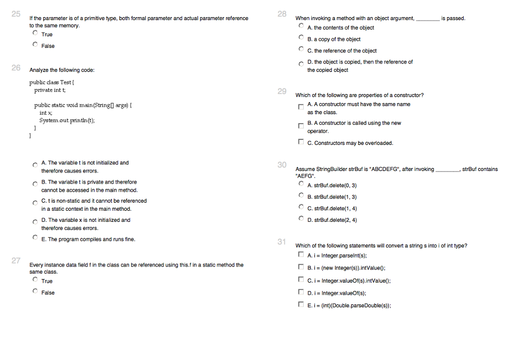 Solved If the parameter is of a primitive type, both formal | Chegg.com
