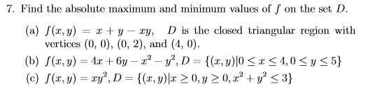 Solved Find the absolute maximum and minimum values of f on | Chegg.com