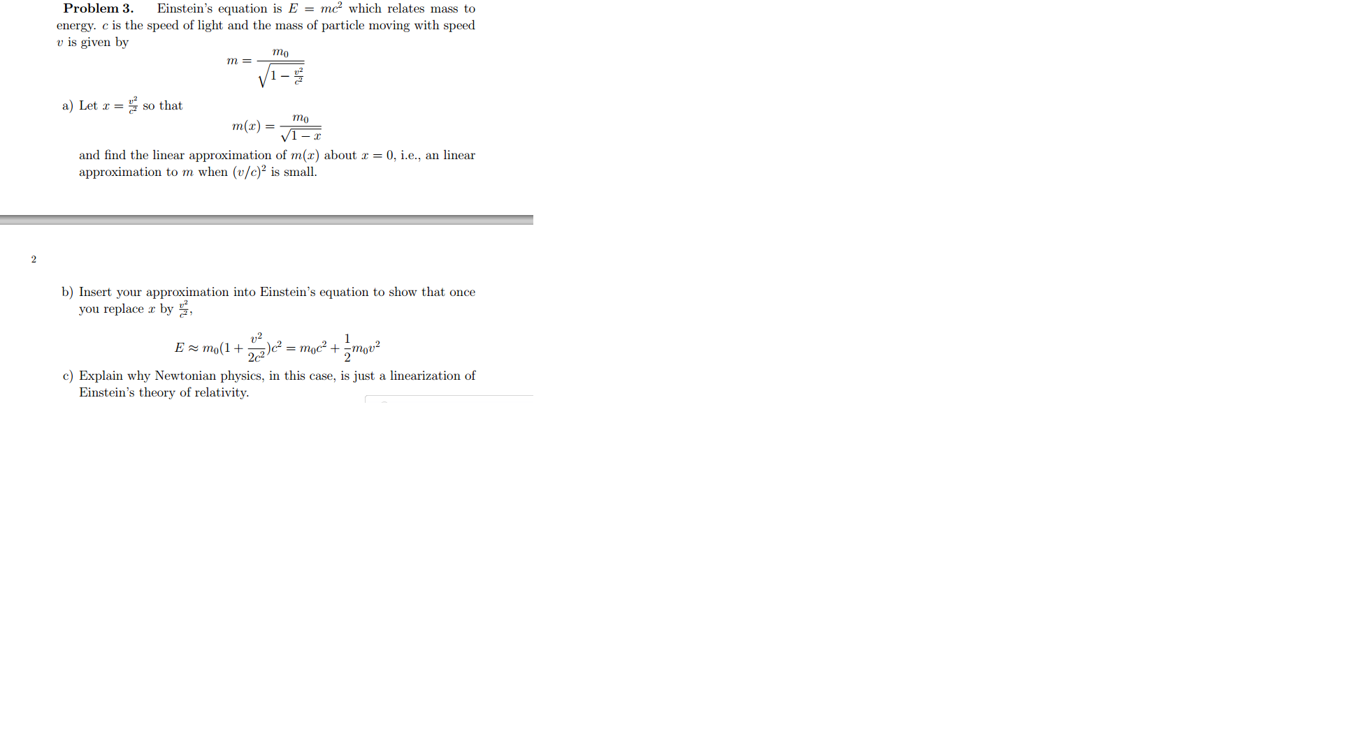 Solved Einstein's equation is E = mc2 which relates mass to | Chegg.com