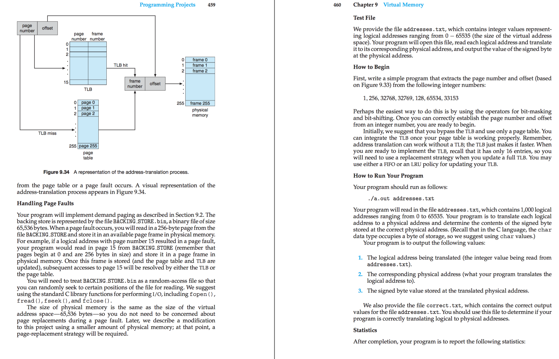 Design a virtual memory management algorithm in java | Chegg.com