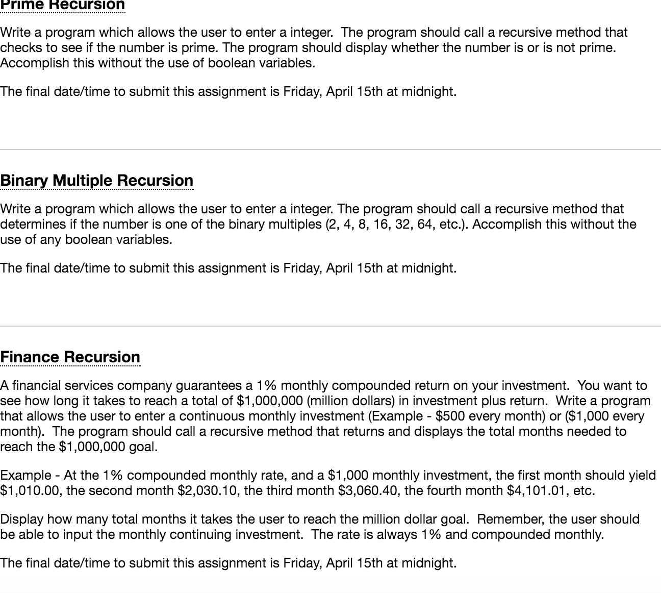 Prime Recursion Write a program which allows the | Chegg.com