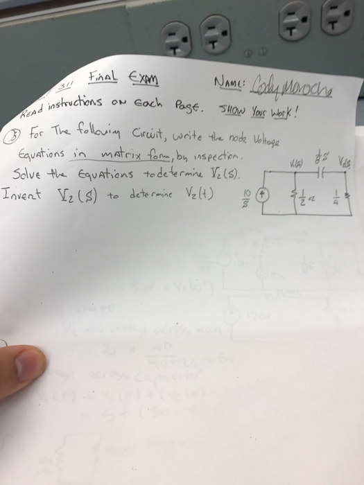 Solved For the following Circuit, write the node voltage | Chegg.com