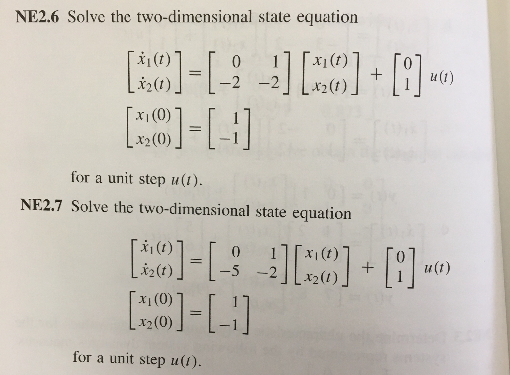 Solved NE2.6 Solve the two-dimensional state equation ri(0) | Chegg.com