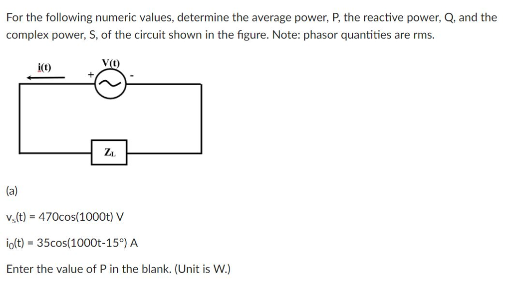 Solved For the following numeric values, determine the | Chegg.com