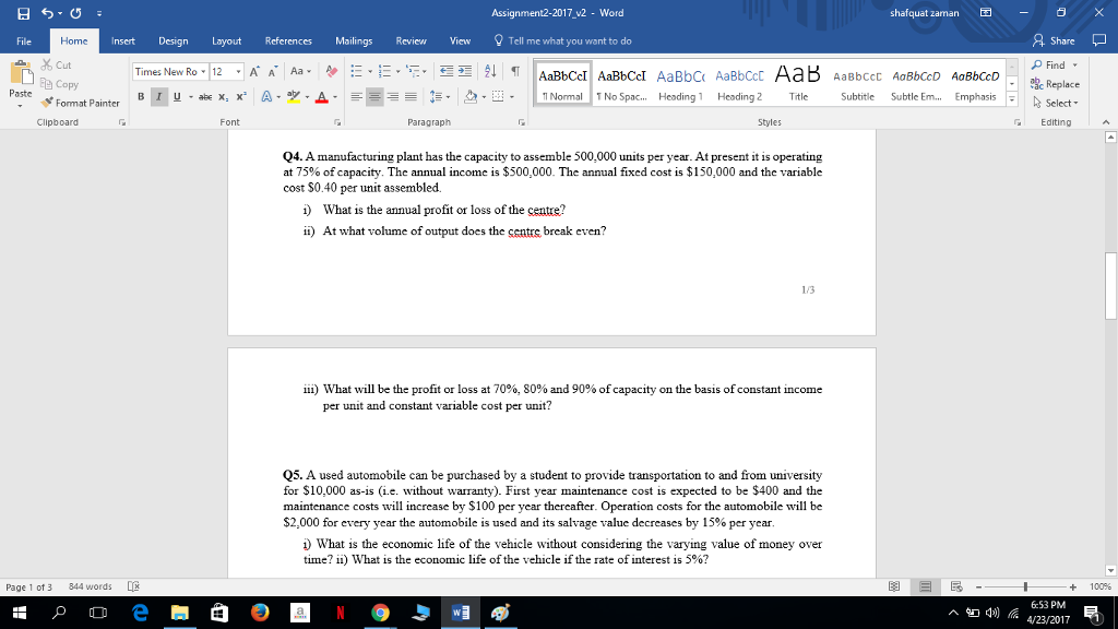 Solved Assignment2-2017 v2 Word Insert Design Layout | Chegg.com