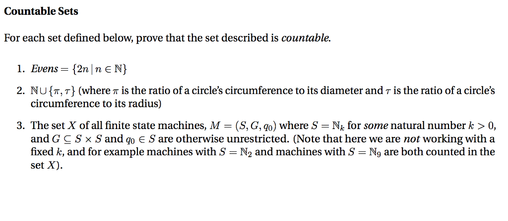 Solved Countable Sets For each set defined below, prove that | Chegg.com