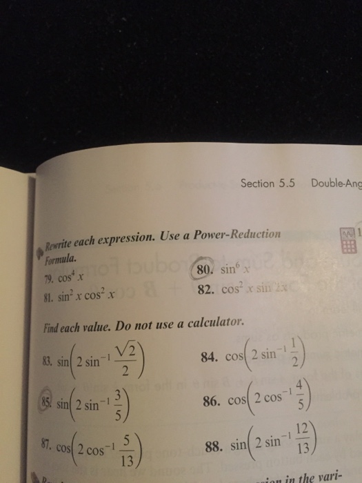 Solved Rewrite each expression. Use a Power-Reduction | Chegg.com