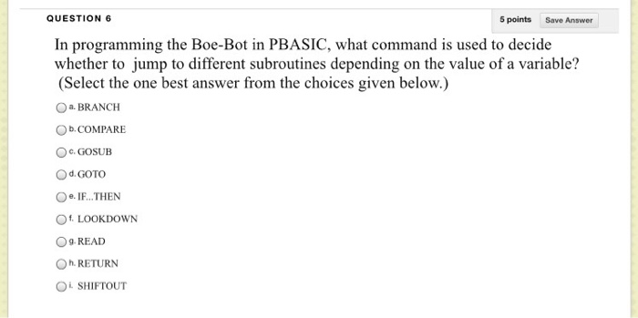 Solved In programming the Boe-Bot in PBASIC, what command is | Chegg.com