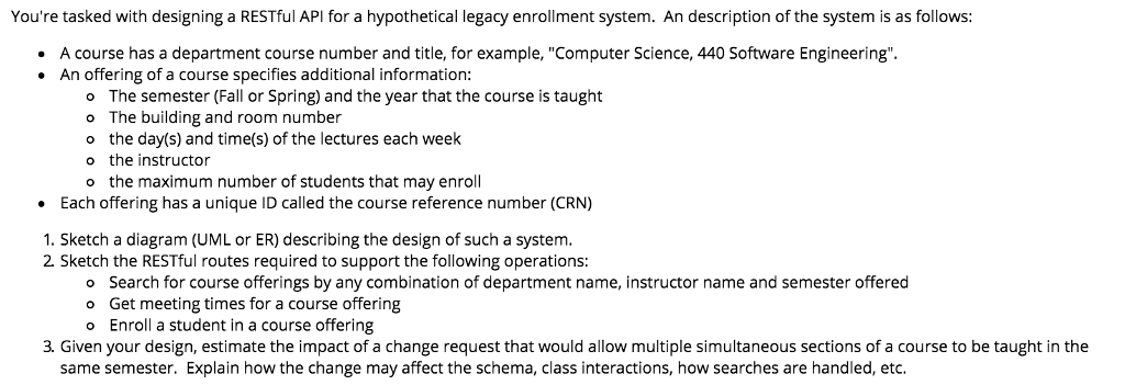 You're tasked with designing a RESTful API for a | Chegg.com