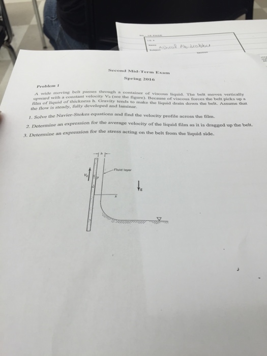 Solved A wide moving belt passes through a container of | Chegg.com