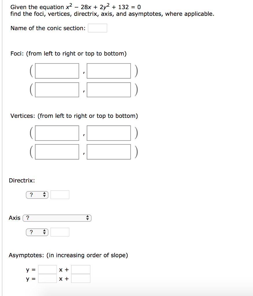 Solved Given the equation x2-28x + 2y2 + 132 = 0 find the | Chegg.com
