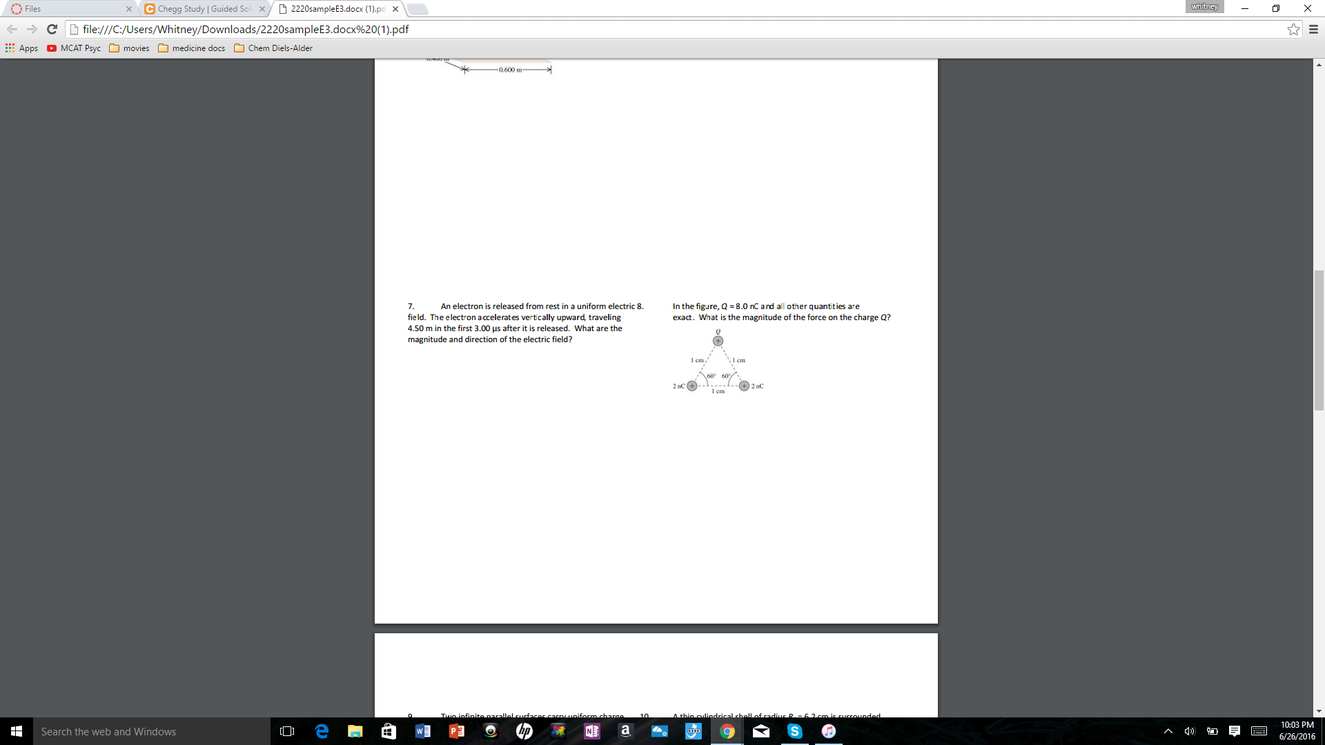 Solved An electron is released from rest in a uniform | Chegg.com