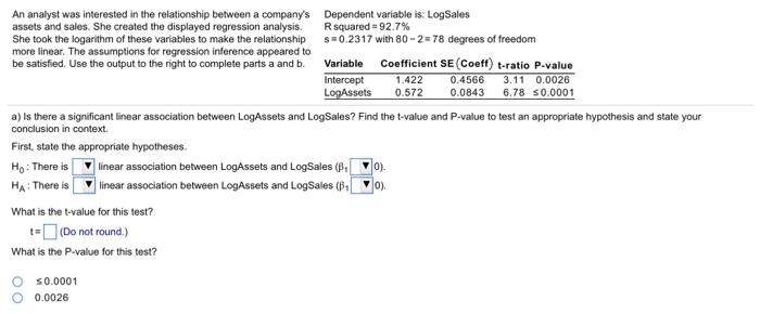 Solved An Analyst Was Interested In The Relationship Between