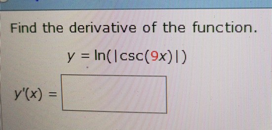 Solved Find the derivative of the function. y = ln( 1 | Chegg.com