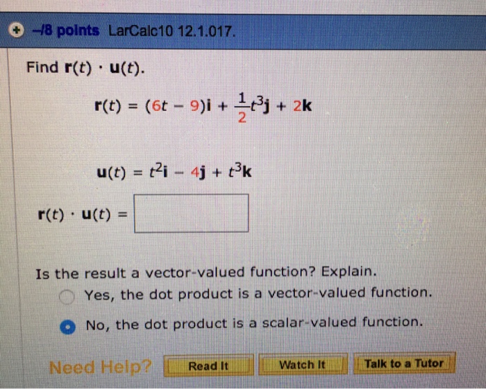 Solved Find r(t) u(t). r(t) = (6t - 9)i + 1/2t^3j + 2k | Chegg.com