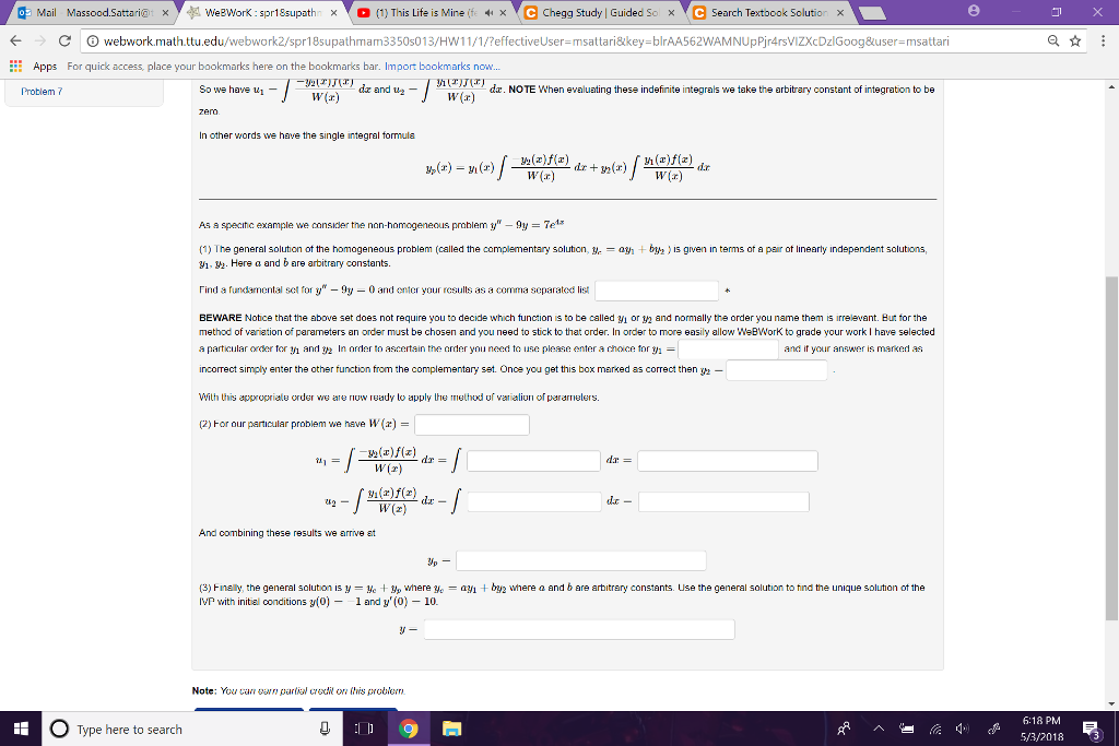 Solved q Mail Massood.Sattari@ > |?WeBworK sprl 8supath ×?O | Chegg.com