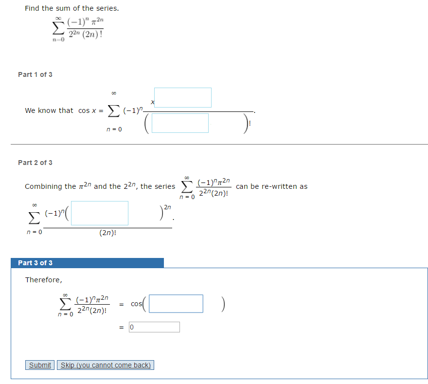 Solved Find the sum of the series. | Chegg.com