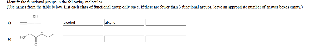 Solved Identify the functional groups in the following | Chegg.com
