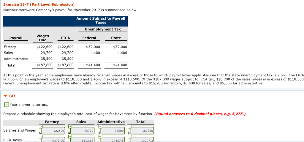Solved Exercise 13-7 (Part Level Submission) Martinez | Chegg.com