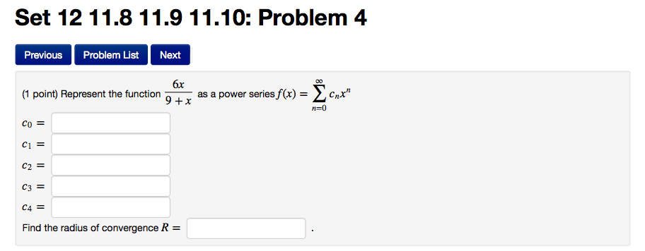 Solved Represent the function 6x/9 + x as a power series | Chegg.com