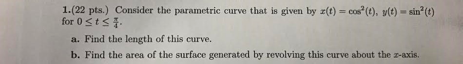 Solved Consider the parametric curve that is given by x (t) | Chegg.com