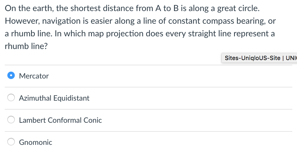 Solved On the earth, the shortest distance from A to B is | Chegg.com