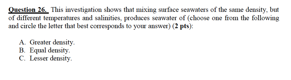 Solved Question 26 This investigation shows that mixing | Chegg.com