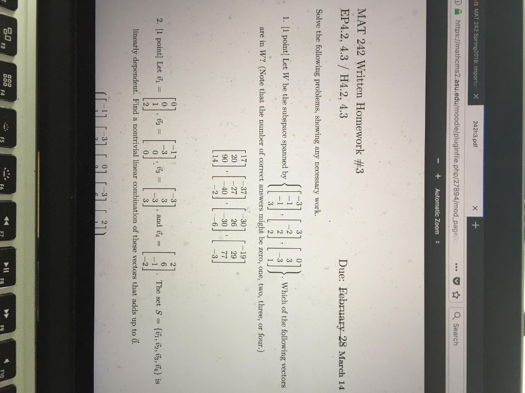 Solved MAT 242 Spring2018: import × 242h3.pdf | Chegg.com