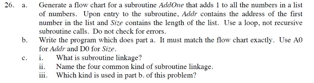 Generate a flow chart for a subroutine AddOne that | Chegg.com