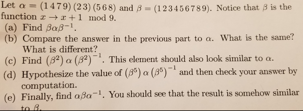 Solved Permutation - Abstract – algebra – problem : | Chegg.com