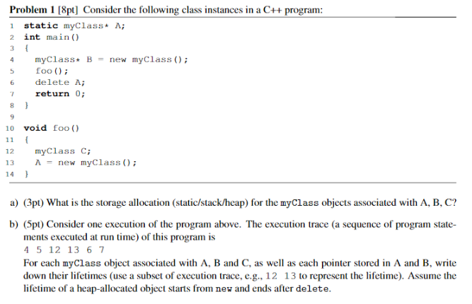 Solved Problem 1 8pt Consider the following class instances | Chegg.com