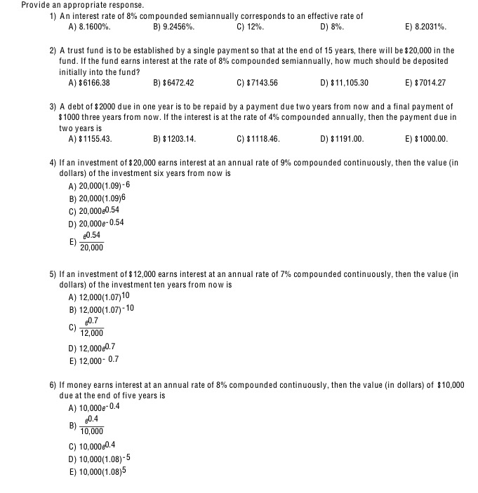 Solved Provide An Appropriate Response 1 An Interest Rate