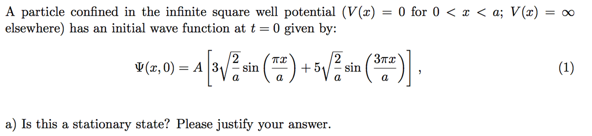 Solved A particle confined in the infinite square well | Chegg.com