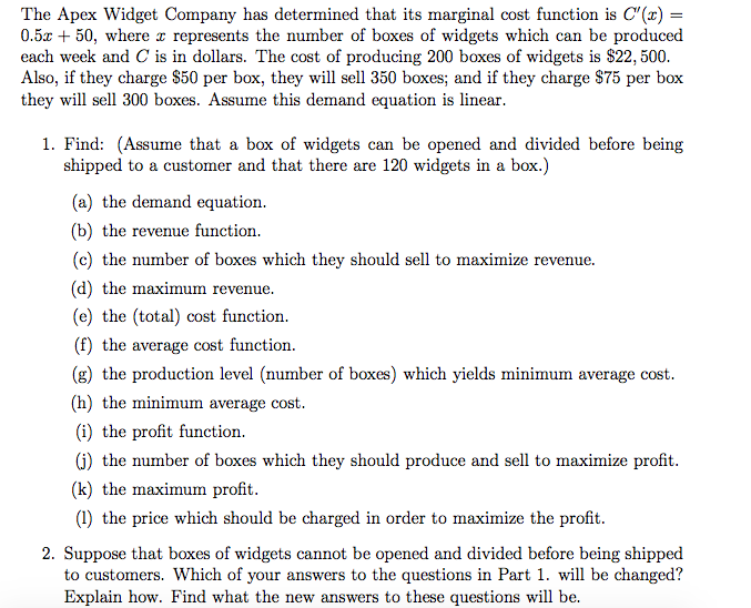 Solved The Apex Widget Company has determined that its | Chegg.com