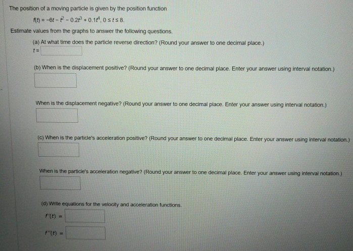 Solved The Position Of A Moving Particle Is Given By The