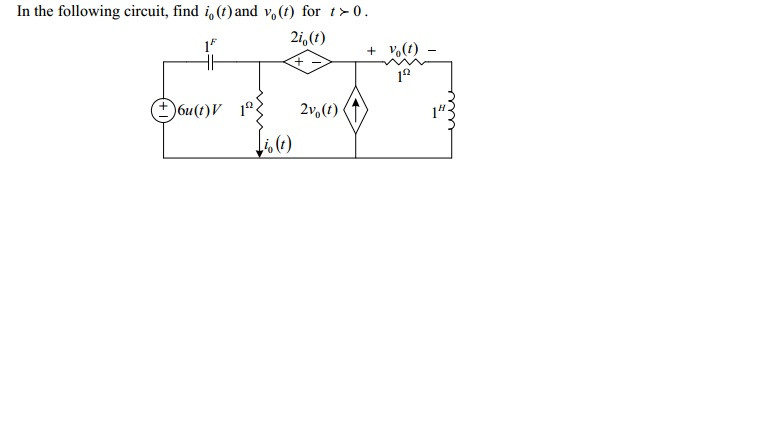 Solved In the following circuit, find i0(t) and v0(t) for t | Chegg.com