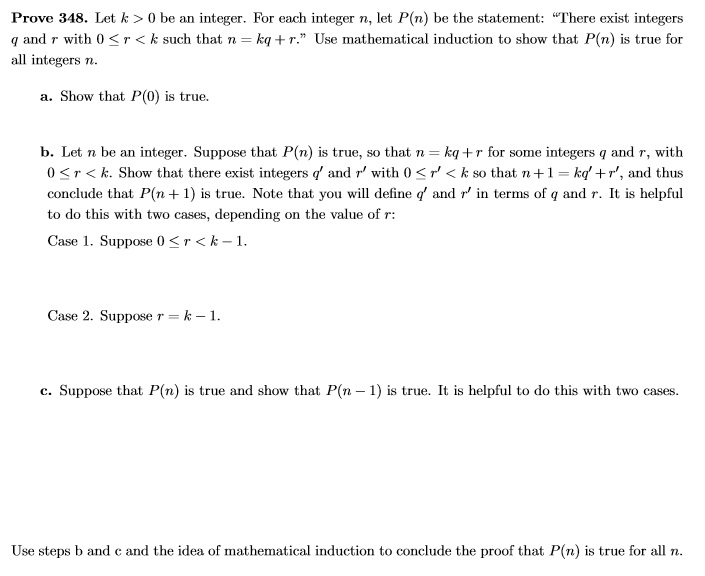 Solved Prove 348. Let k>0 be an integer. For each integer n, | Chegg.com