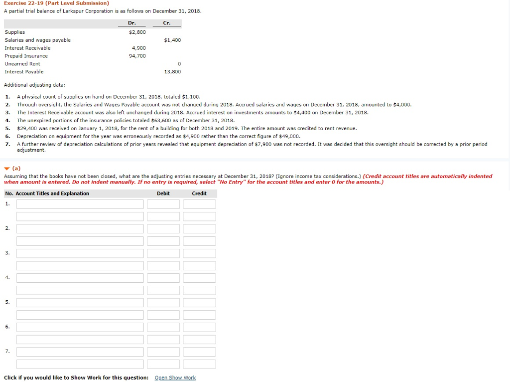 Solved Exercise 22-19 (Part Level Submission) A partial | Chegg.com