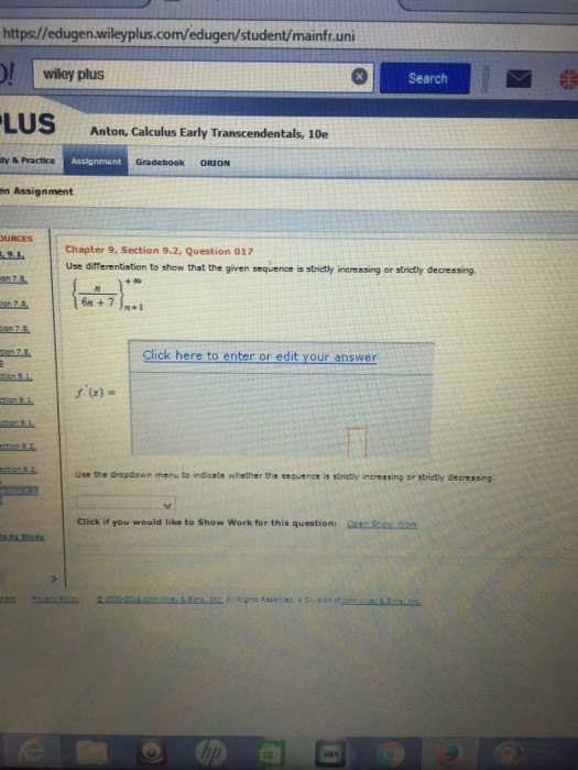Solved Use differentiation to show that the given sequence | Chegg.com