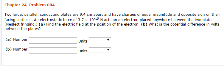 Solved Chapter 24, Problem 004 Two large, parallel, | Chegg.com