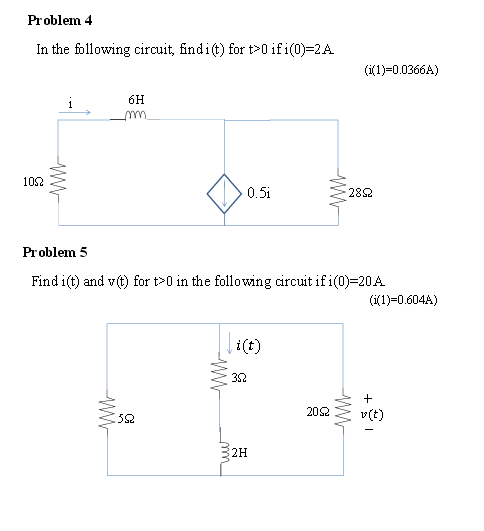 Solved In the following circuit, find i(t) for t > 0 if | Chegg.com