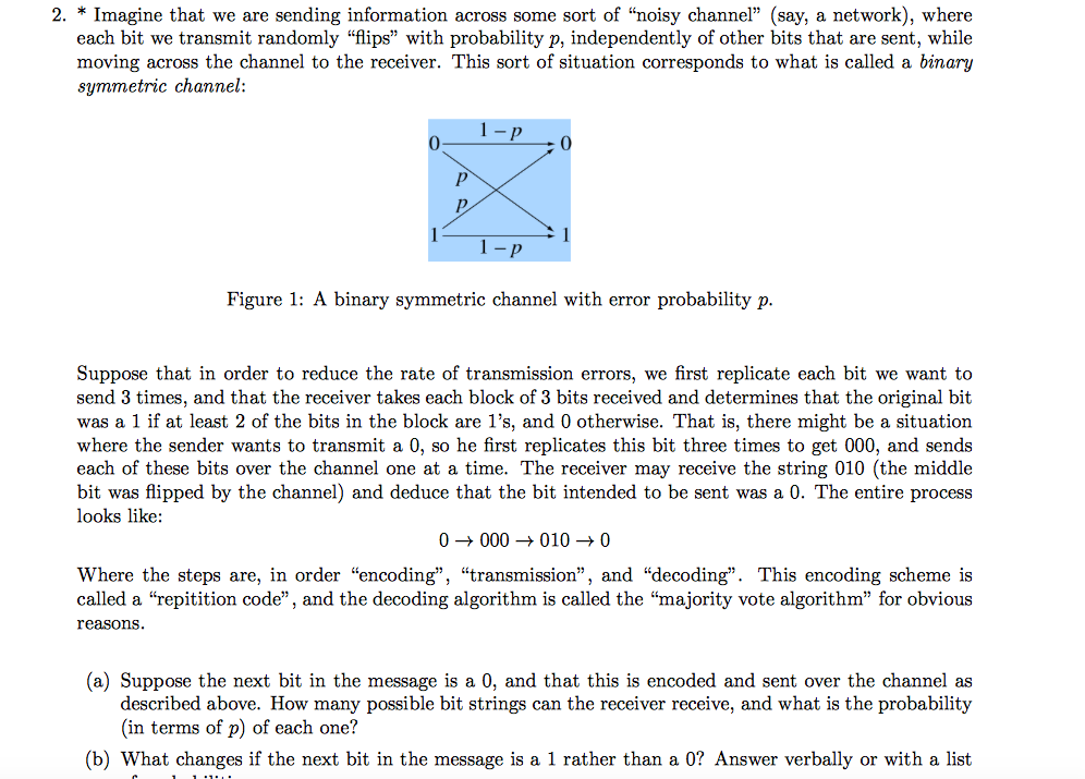 Solved 2. * Imagine that we are sending information across | Chegg.com