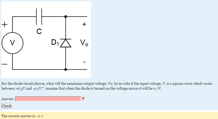 Solved For The Diode Circuit Shown What Will The Minimum