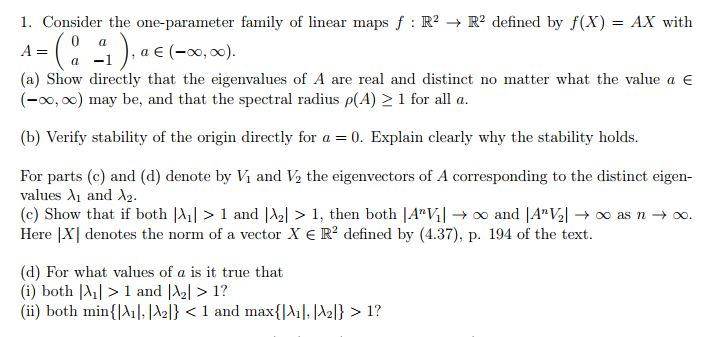 Solved Consider the one-parameter family of linear maps g: | Chegg.com