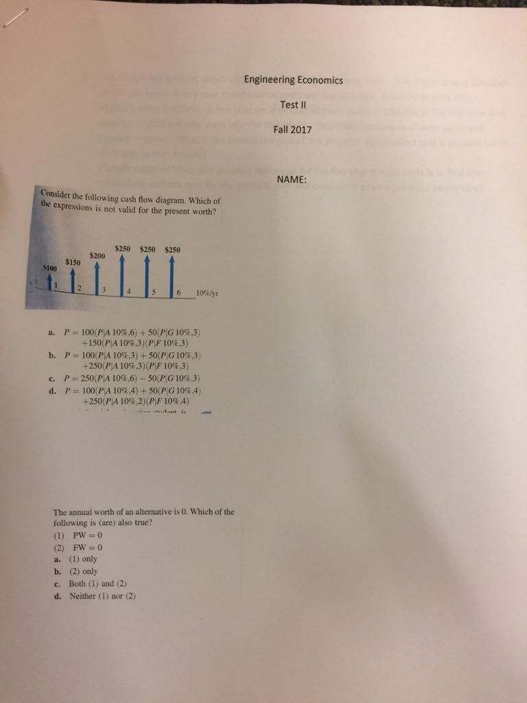 Engineering Economics Cash Flow Diagram Problems And Solutio