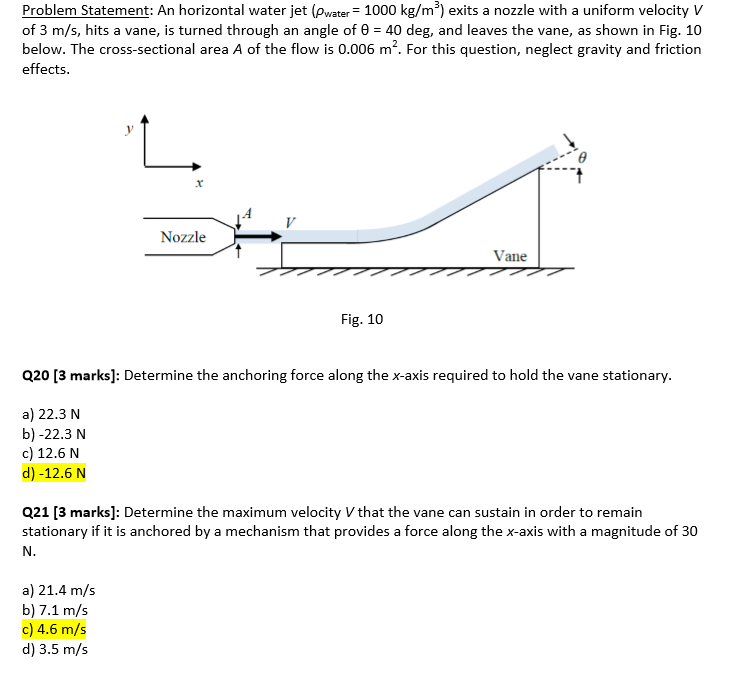 Solved An horizontal water jet (rho_ water = 1000 kg/m^3) | Chegg.com