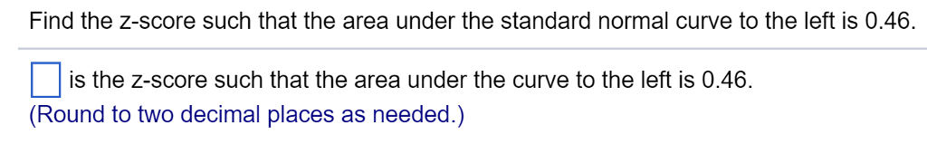 Solved Find the z-score such that the area under the | Chegg.com