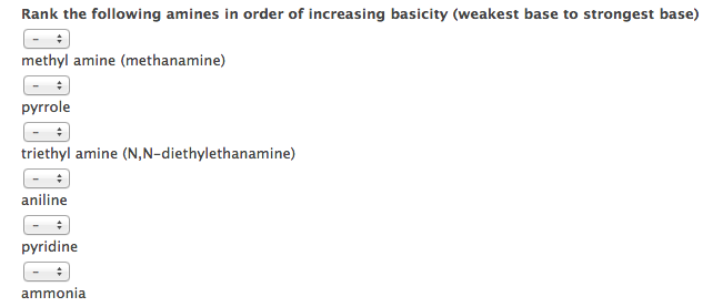 Solved Rank the following amines in order of increasing | Chegg.com