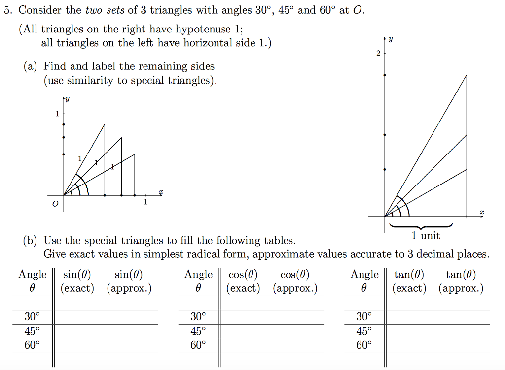 Solved 5. Consider the two sets of 3 triangles with angles | Chegg.com