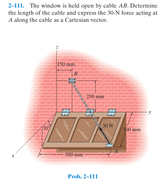 Solved The window is held open by cable AB. Determine the | Chegg.com
